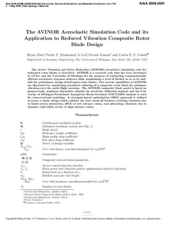 (PDF) The AVINOR Aeroelastic Simulation Code and Its Application to ...