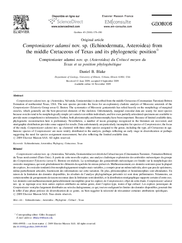 (PDF) Comptoniaster adamsi nov. sp. (Echinodermata, Asteroidea) from ...