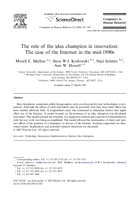 (PDF) The role of the idea champion in innovation: The case of the ...