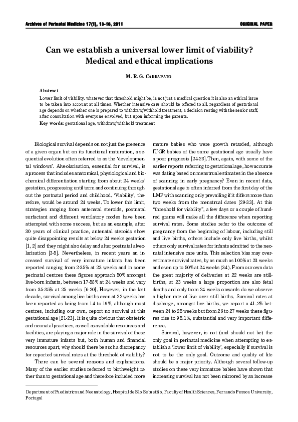 (PDF) Can we establish a universal lower limit of viability? What are ...
