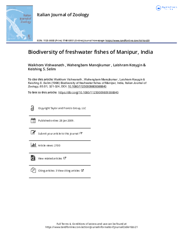 (PDF) Biodiversity of freshwater fishes of Manipur, India