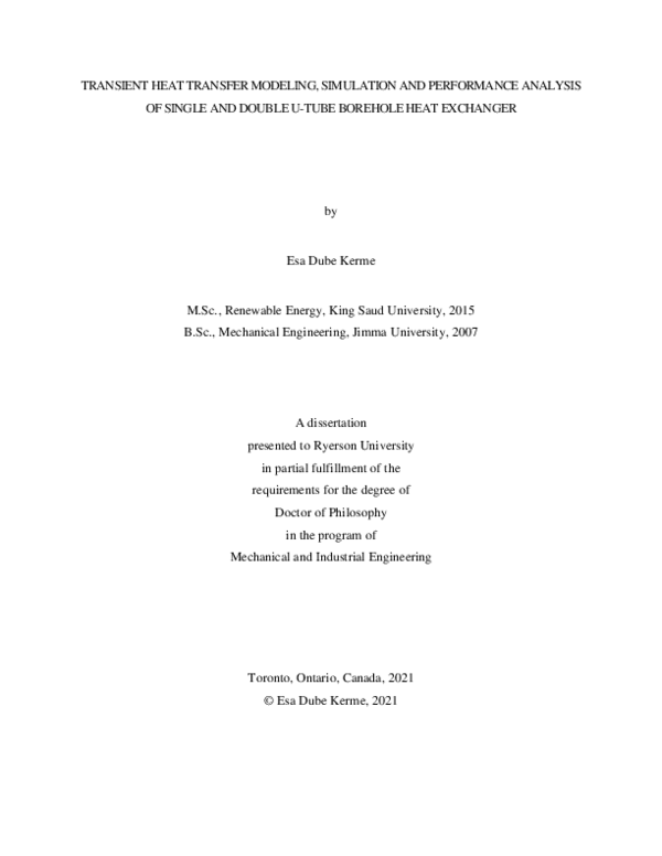 (PDF) Transient Heat Transfer Modeling, Simulation and Performance Analysis of Single and Double ...