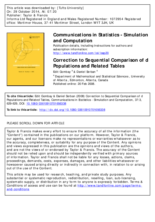 (PDF) Correction to Sequential Comparison ofdPopulations and Related Tables