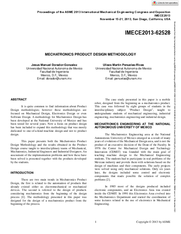 (PDF) Mechatronics Product Design Methodology