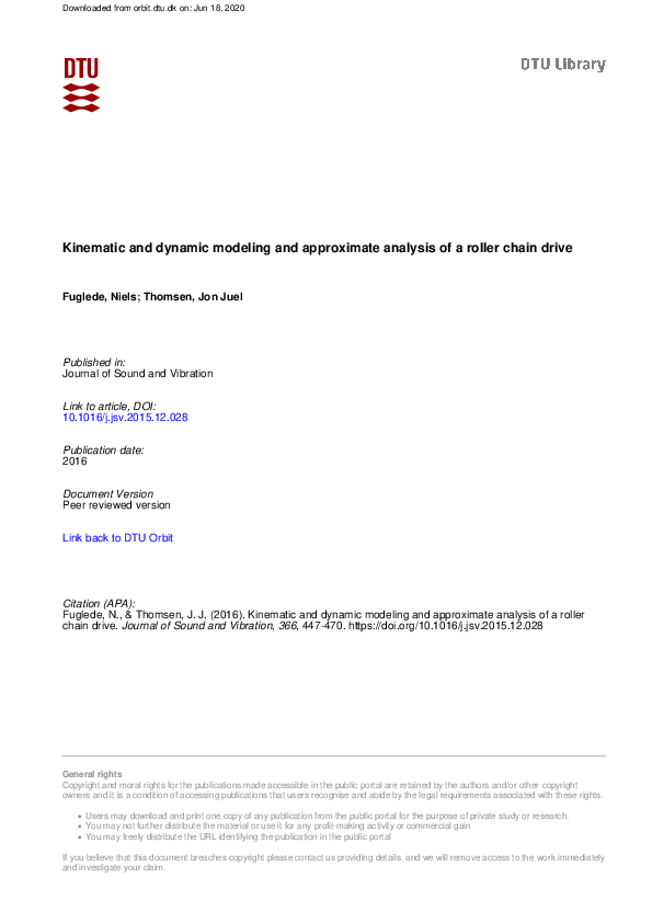 (PDF) Kinematic and dynamic modeling and approximate analysis of a ...