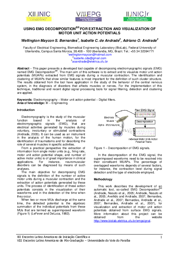 (PDF) Using Emg Decomposition BR for Extraction and Visualization of Motor Unit Action Potentials
