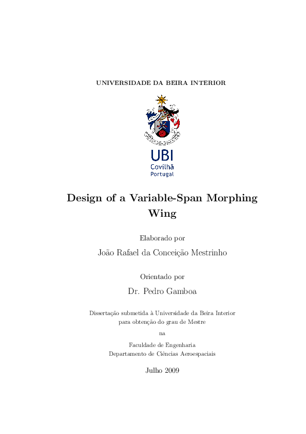 (PDF) Design of a variable-span morphing wing | João Mestrinho - Academia.edu