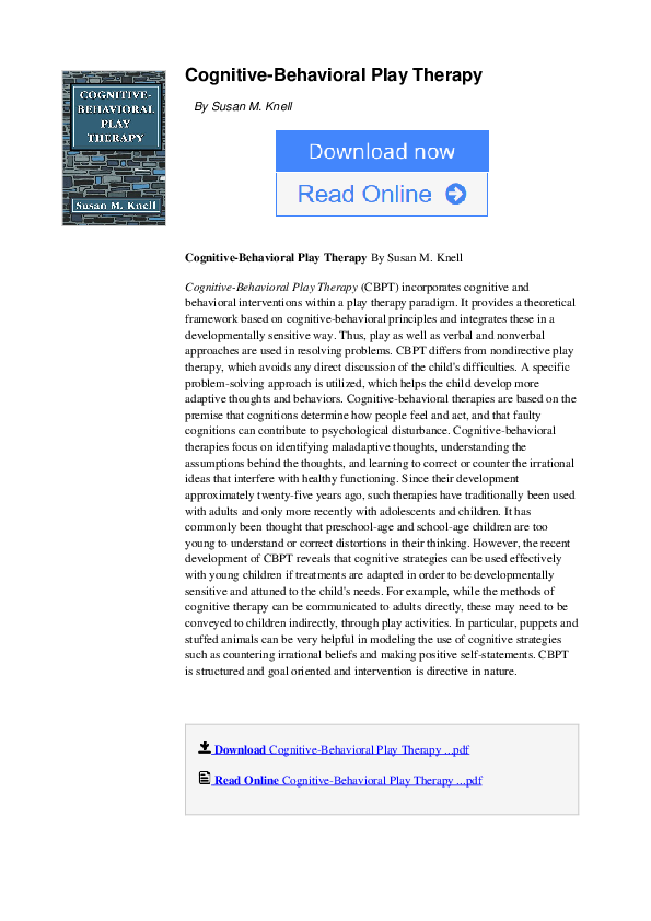 (PDF) Cognitive-behavioral play therapy