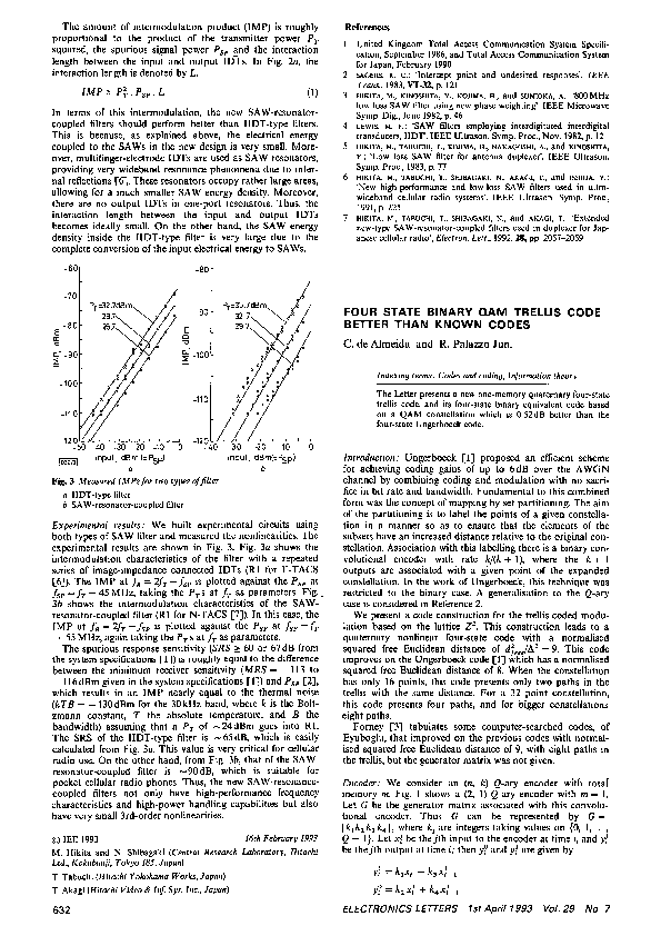 (PDF) Four state binary QAM trellis code better than known codes