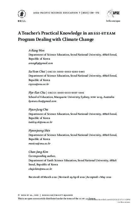 (PDF) A Teacher’s Practical Knowledge in an SSI-STEAM Program Dealing ...