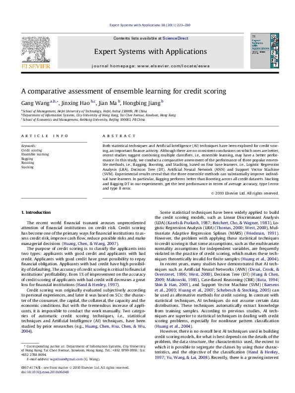 (PDF) A comparative assessment of ensemble learning for credit scoring