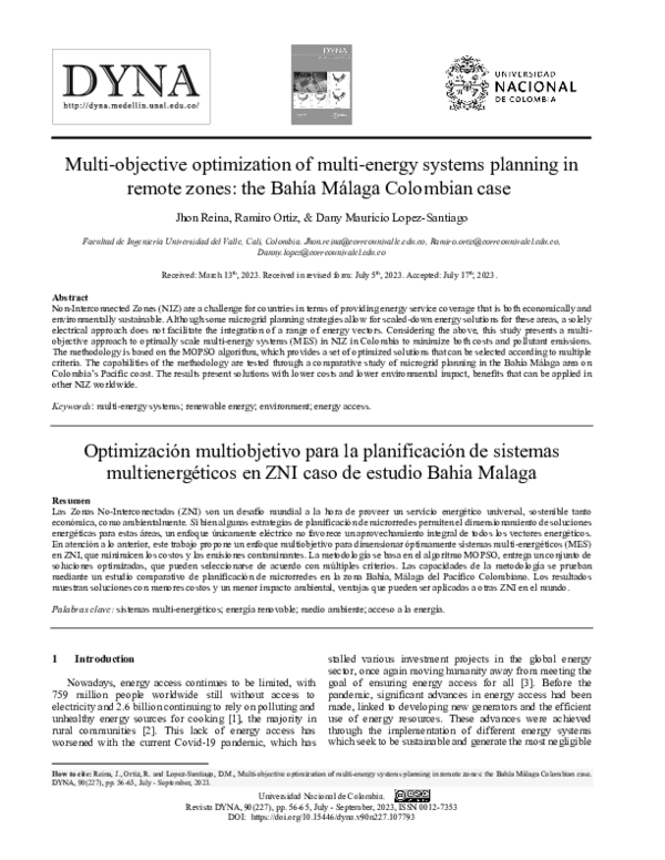 Pdf Multi Objective Optimization Of Multi Energy Systems Planning In