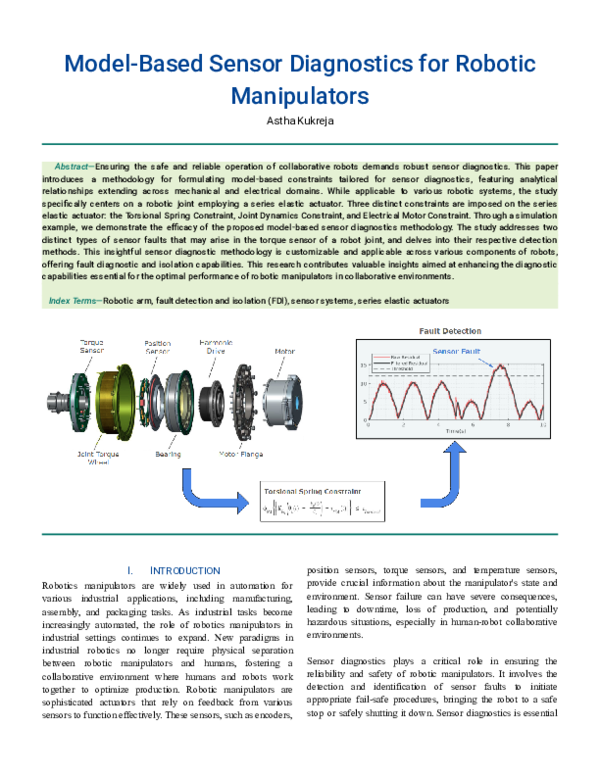 (PDF) Model-Based Sensor Diagnostics for Robotic Manipulators