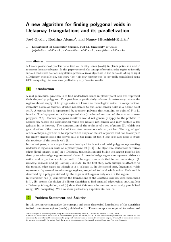 Pdf A New Algorithm For Finding Polygonal Voids In Delaunay Triangulations And Its Parallelization