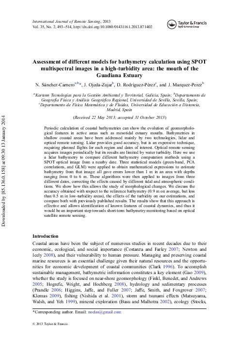 (PDF) Assessment of different models for bathymetry calculation using SPOT multispectral images ...