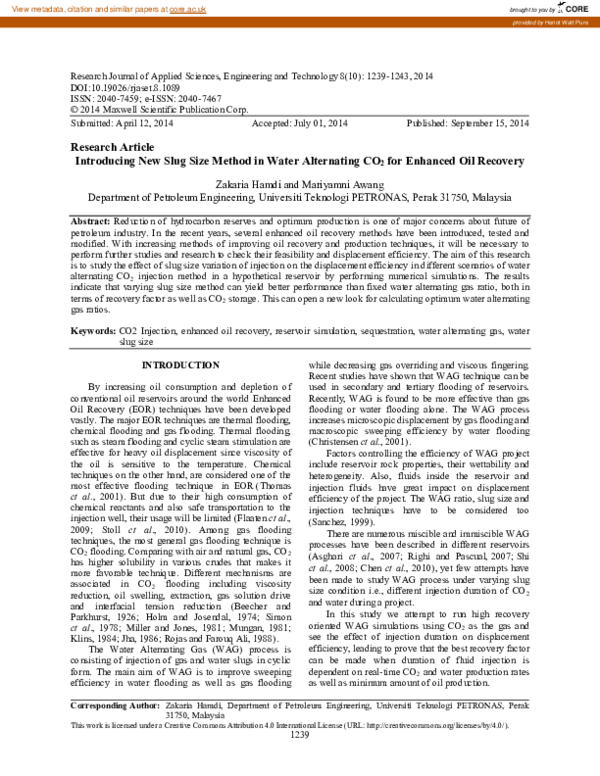 (PDF) Introducing New Slug Size Method in Water Alternating CO2 for ...