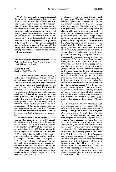 (PDF) The Evolution of Primate Behavior . Alison Jolly