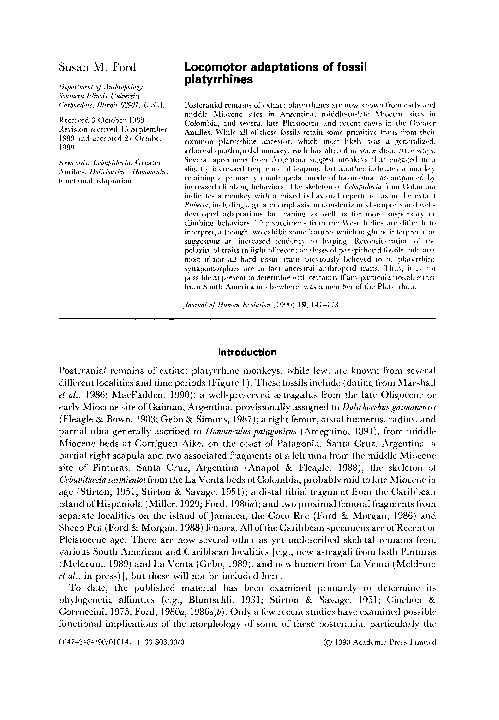 (PDF) Locomotor adaptations of fossil platyrrhines