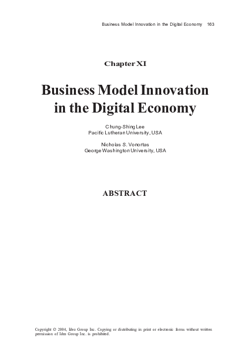 (PDF) Business Model Innovation in the Digital Economy
