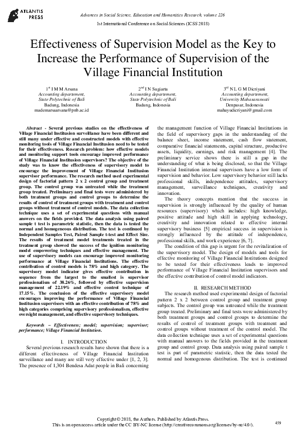 (PDF) Effectiveness of Supervision Model as the Key to Increase the ...