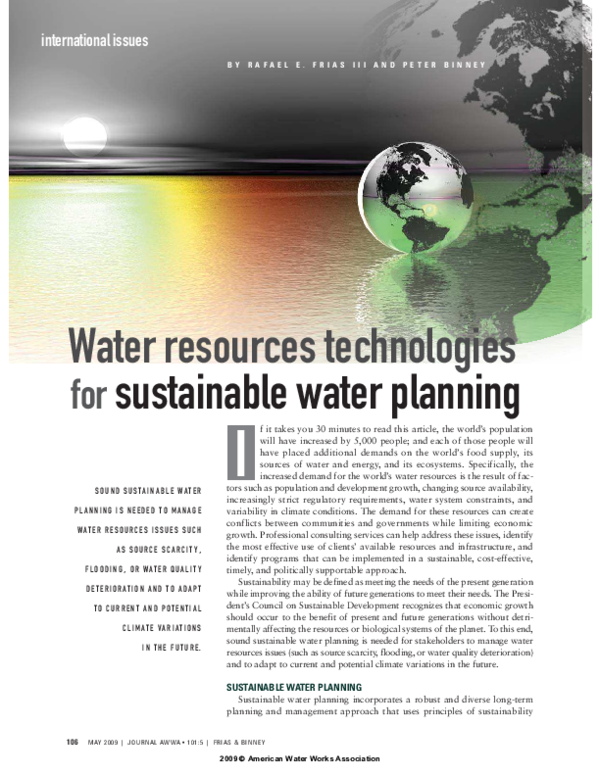 (PDF) Water resources technologies for sustainable water planning