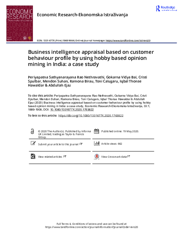 (PDF) Business intelligence appraisal based on customer behaviour profile by using hobby based ...