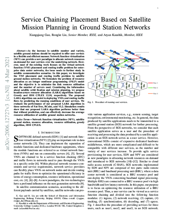 (PDF) Service Chaining Placement Based on Satellite Mission Planning in ...