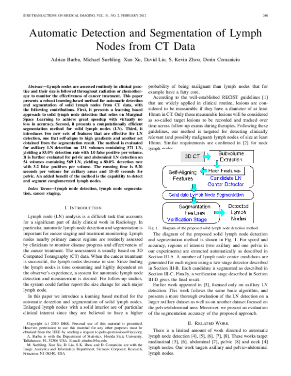 (PDF) Automatic Detection and Segmentation of Lymph Nodes From CT Data