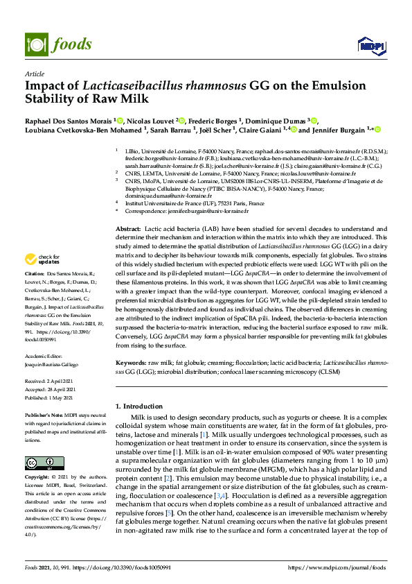 (PDF) Impact of Lacticaseibacillus rhamnosus GG on the Emulsion ...