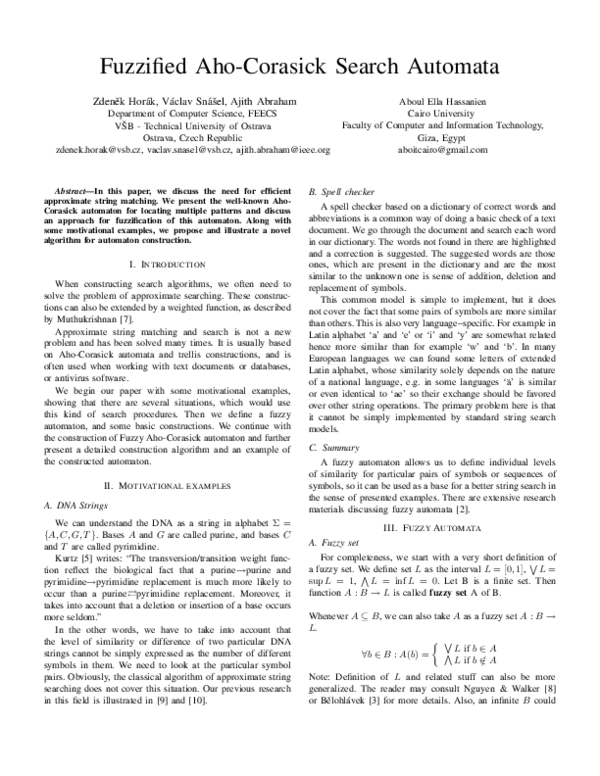 (PDF) Fuzzified Aho-Corasick search automata