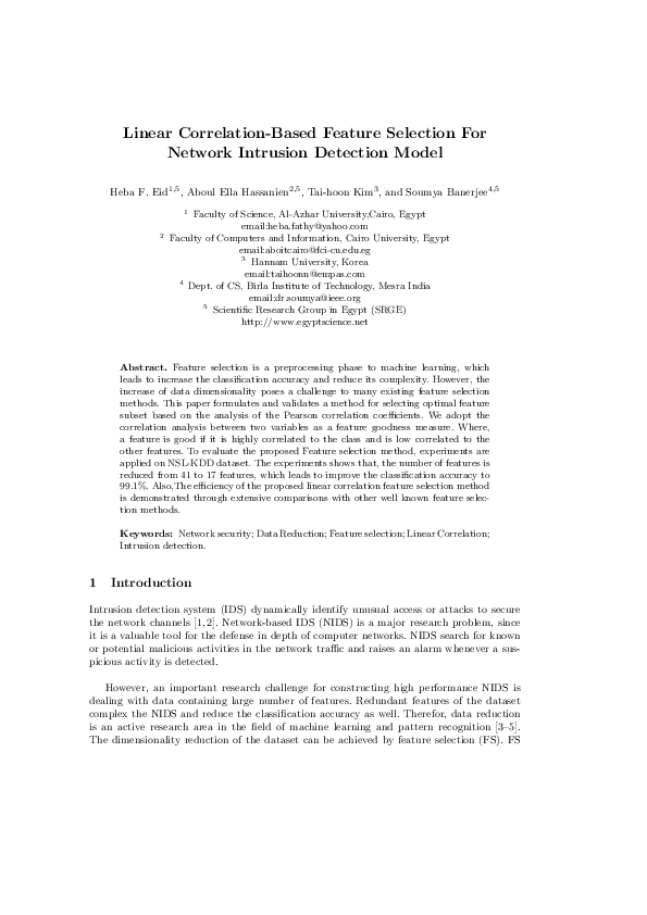 (PDF) Linear Correlation-Based Feature Selection for Network Intrusion Detection Model