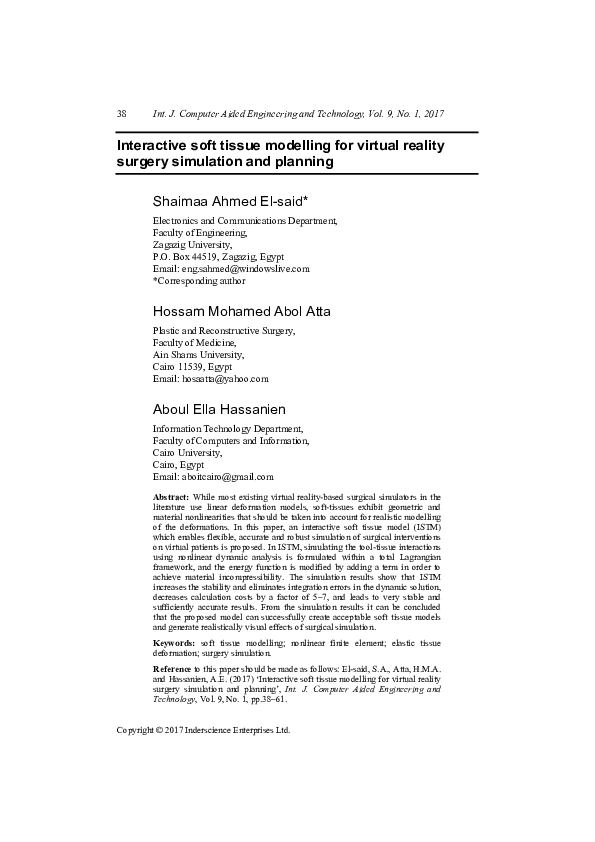 (PDF) Interactive soft tissue modelling for virtual reality surgery ...