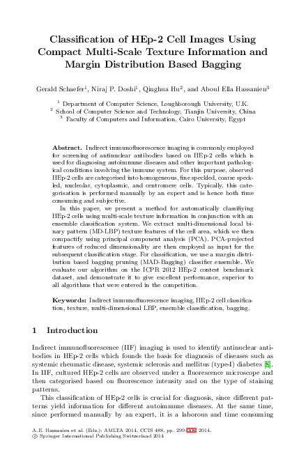 (PDF) Classification of HEp-2 Cell Images Using Compact Multi-Scale Texture Information and ...
