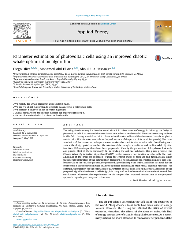 (PDF) Parameter estimation of photovoltaic cells using an improved ...