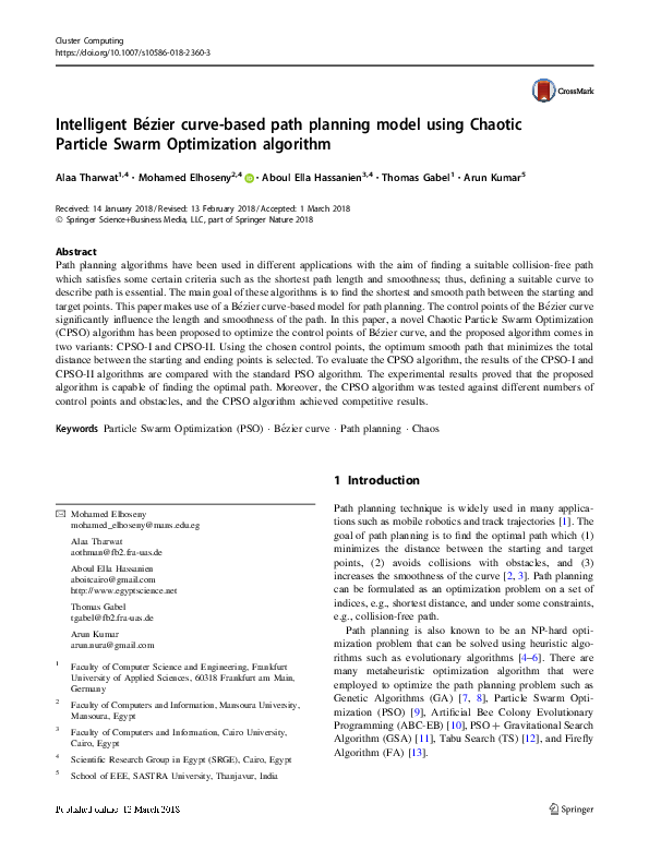 (PDF) Intelligent Bézier curve-based path planning model using Chaotic Particle Swarm ...