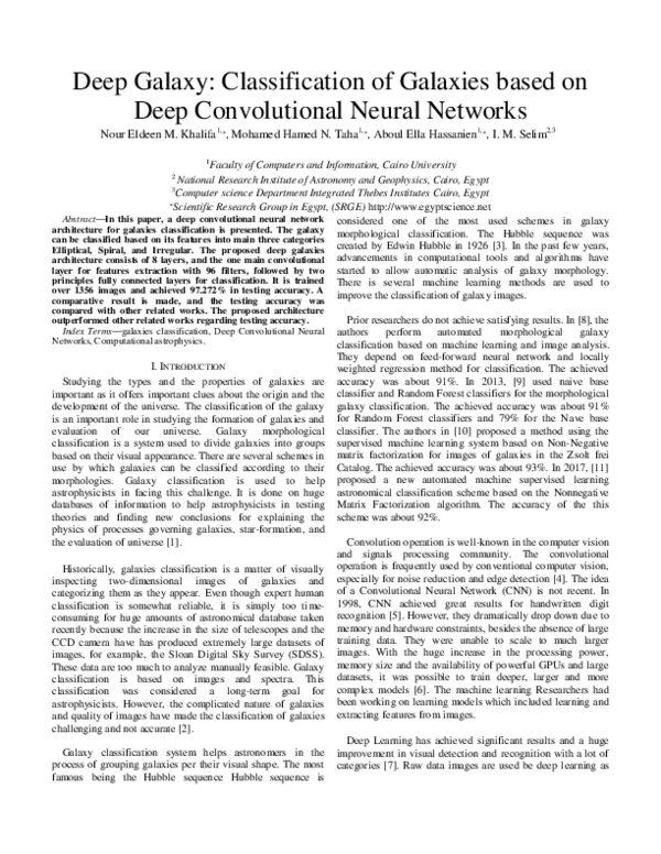 (PDF) Deep Galaxy: Classification of Galaxies based on Deep ...
