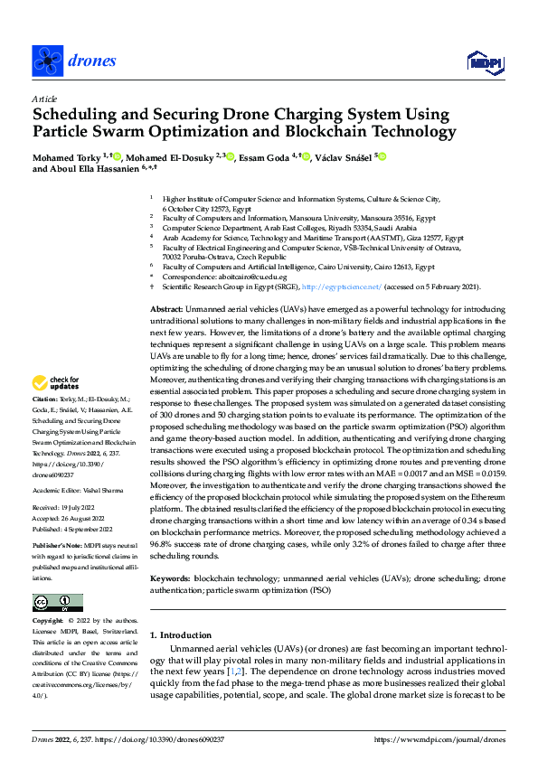 Pdf Scheduling And Securing Drone Charging System Using Particle Swarm Optimization And