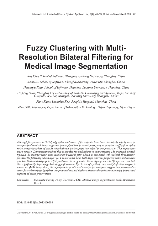 (PDF) Fuzzy Clustering with Multi-Resolution Bilateral Filtering for ...