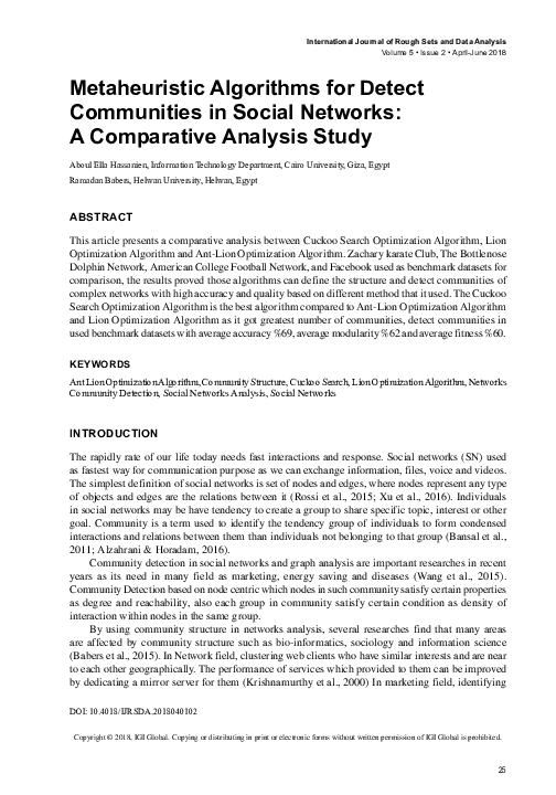 (PDF) Metaheuristic Algorithms for Detect Communities in Social ...