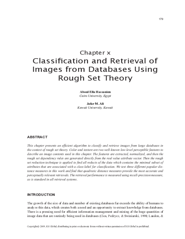 (PDF) Classification and Retrieval of Images from Databases Using Rough Set Theory
