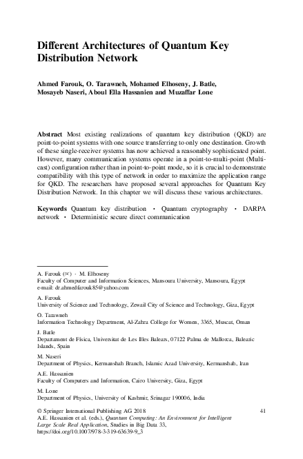 (PDF) Architectures for Quantum Key Distribution Networks