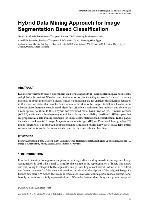 Pdf Hybrid Data Mining Approach For Image Segmentation Based
