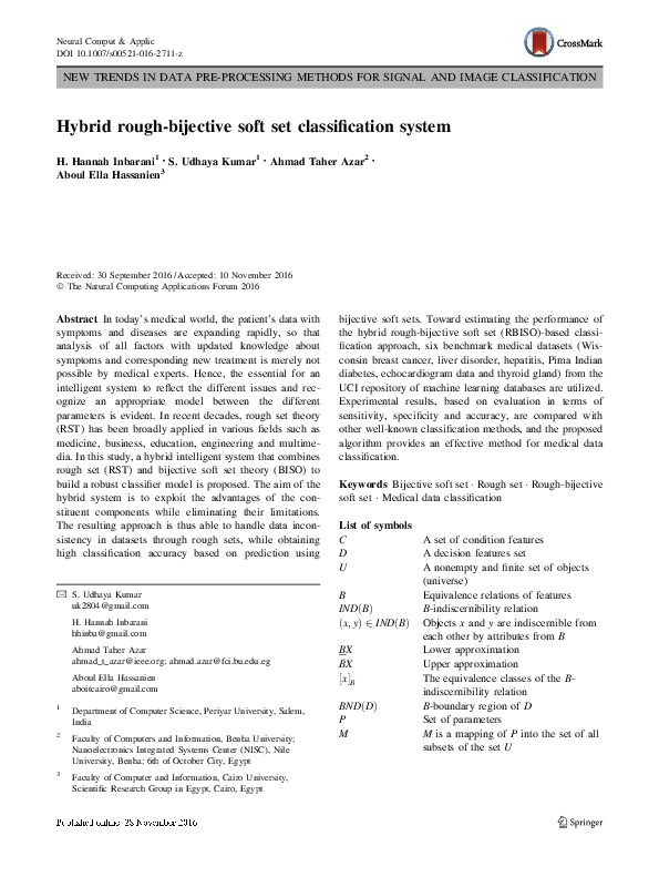 Pdf Hybrid Rough Bijective Soft Set Classification System Professor