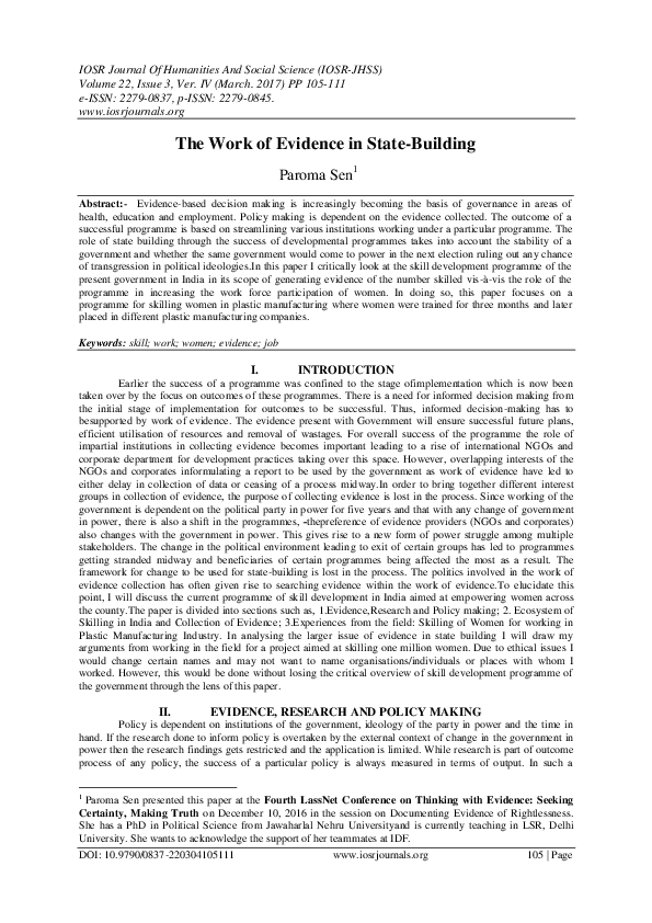 (PDF) The Work of Evidence in State-Building