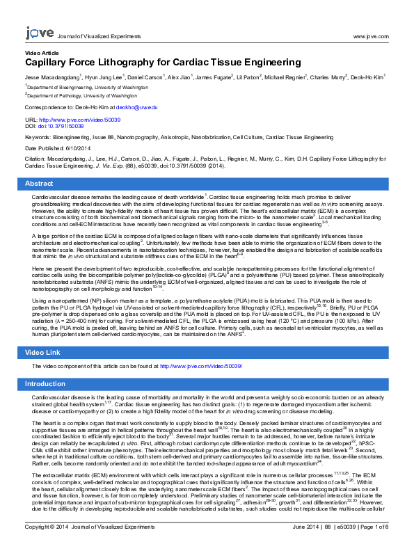 (PDF) Capillary Force Lithography for Cardiac Tissue Engineering