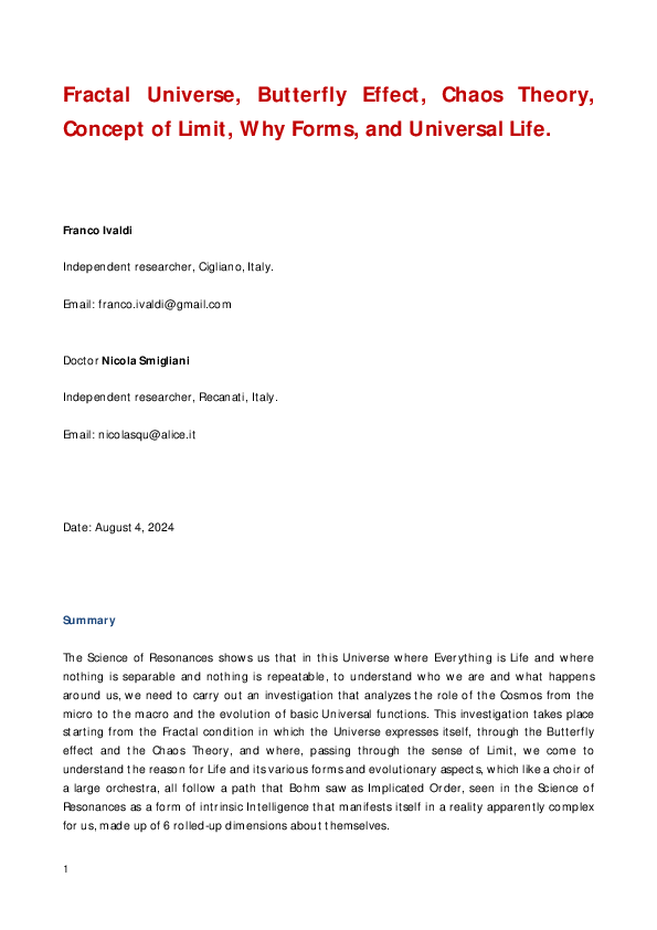 (PDF) Fractal Universe, Butterfly Effect, Chaos Theory, Concept of ...