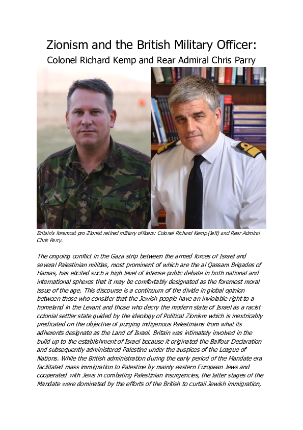 (PDF) Zionism and the British Military Officer: Colonel Richard Kemp ...