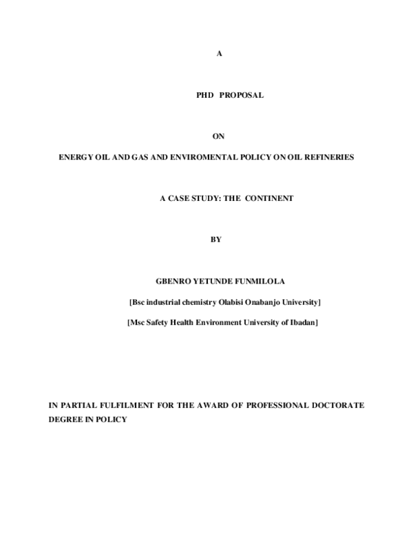 (PDF) A PhD proposal on Energy,Oil and Gas and Environmental Policies ...