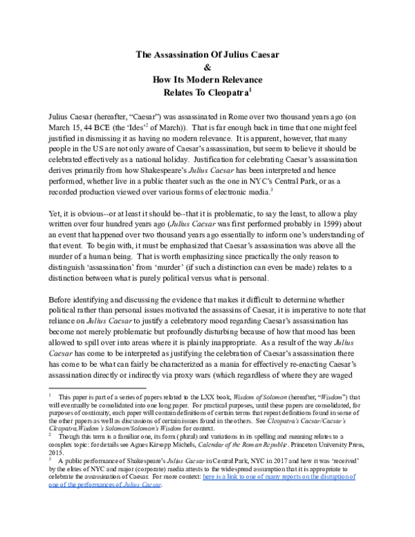 (PDF) The Assassination Of Julius Caesar