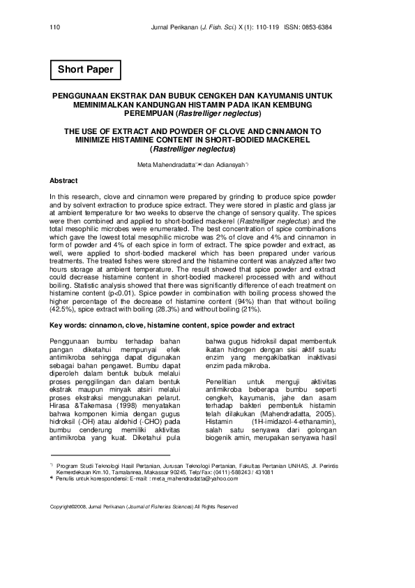 (PDF) PENGGUNAAN EKSTRAK DAN BUBUK CENGKEH DAN KAYUMANIS UNTUK ...